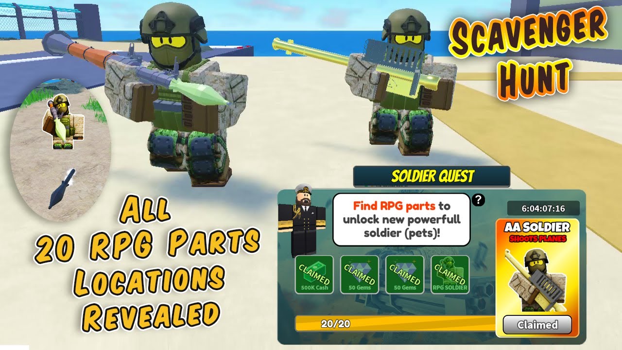 Find All RPG Part Locations in RPG Soldier Scavenge Hunt Military ...