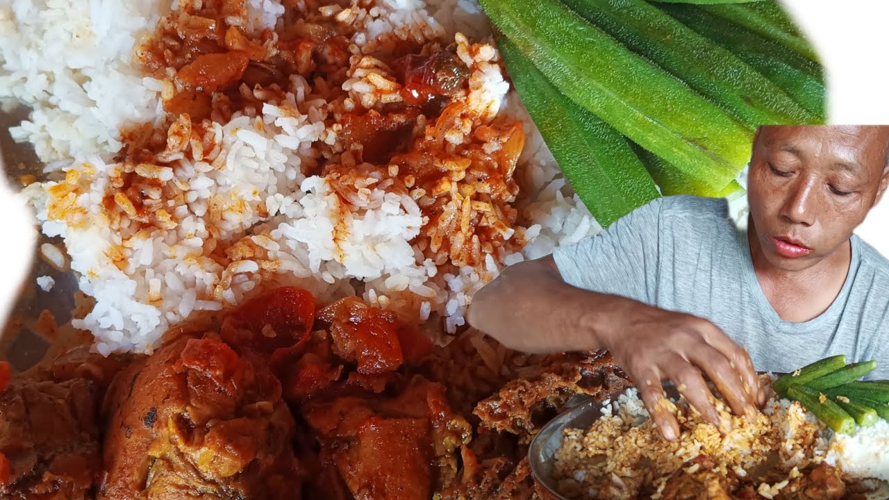 Rice 🍚with chicken 🐔 and lady's finger - YouTube