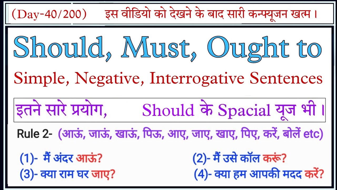 Should Use In English Speaking | Use Of Should, Must, Ought To, Want ...