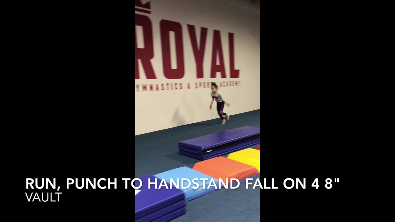 Level 3- Run, Punch to handstand fall on 4 8" mats -VAULT - YouTube