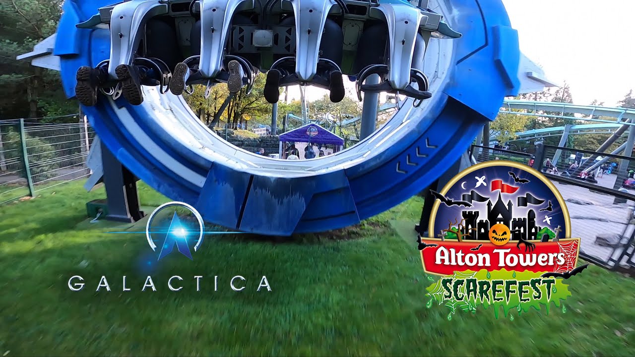 Galactica Back Row POV 4k - Alton Towers Scarefest - YouTube