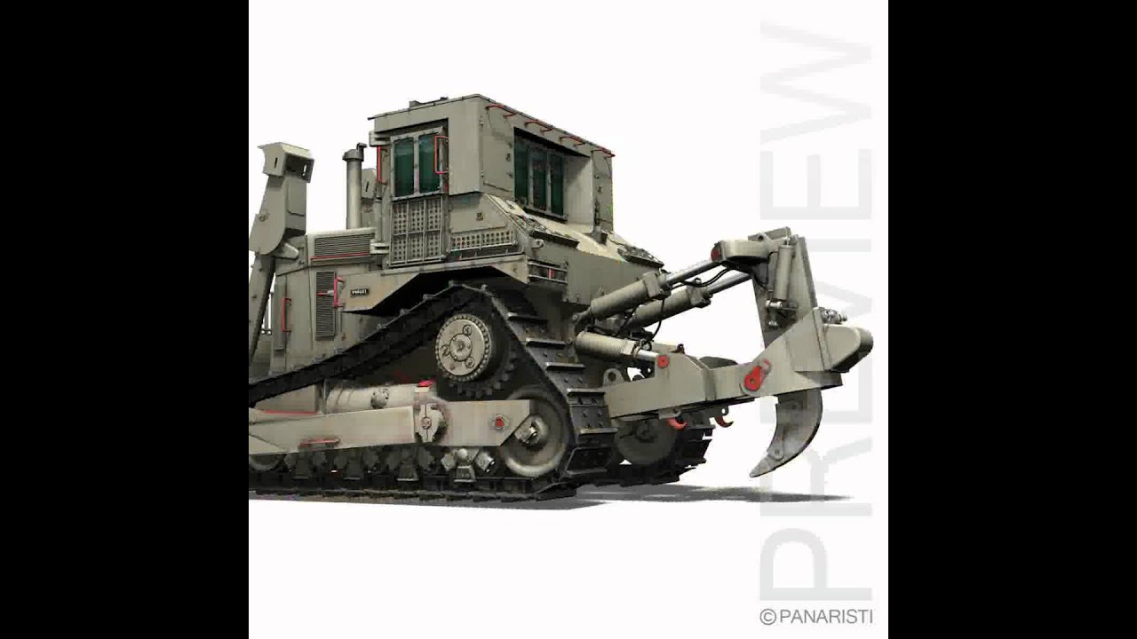 3D Model of IDF Armored CAT D9R Bulldozer Review - YouTube