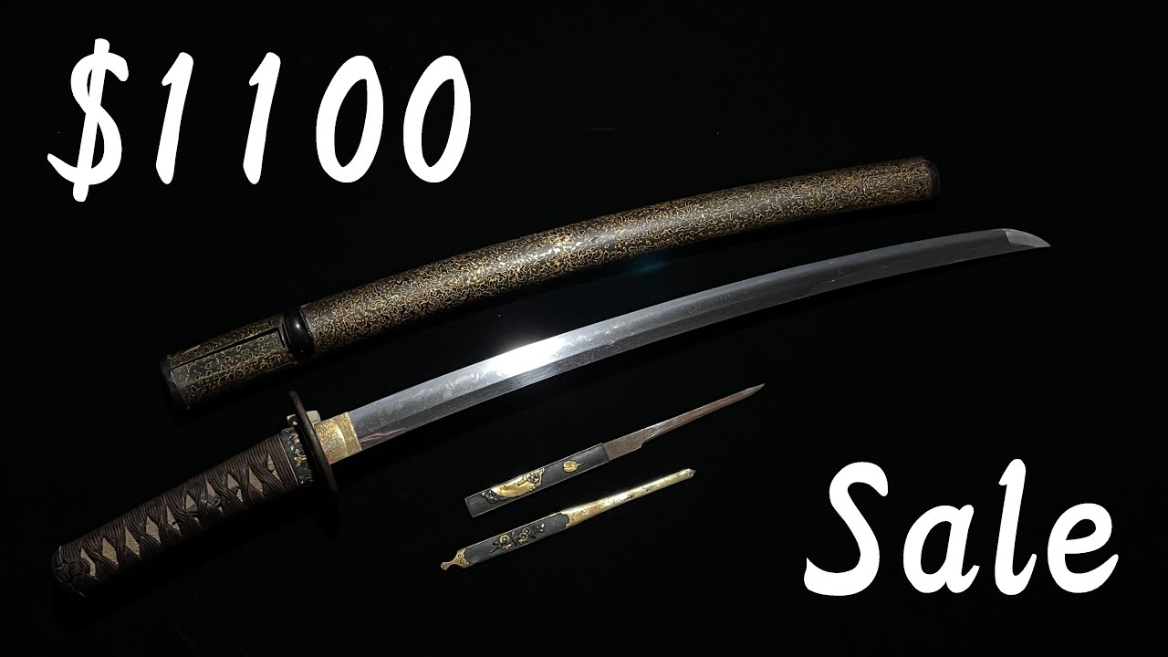 Golden Wakizashi With KOZUKA KOGAI, Muromachi Period Hiromasa, Antique ...