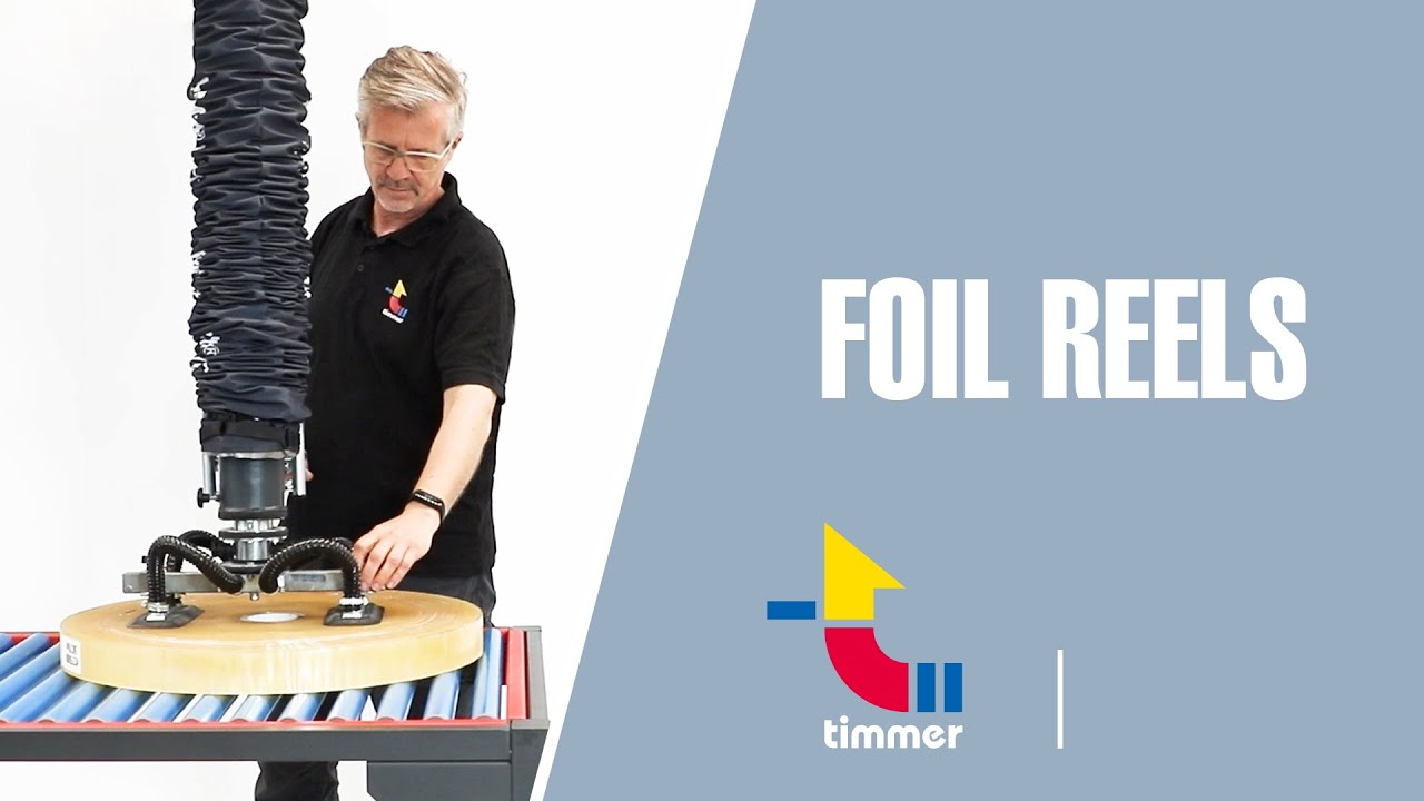 Timmer vacuum hose lifter - foil reels, two-hand operation - YouTube
