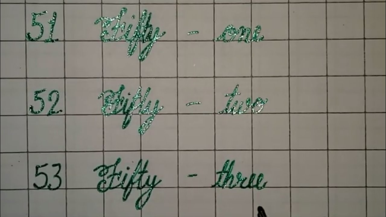 Cursive writing number names 51 to 60 (part -6) | cursive writing ...