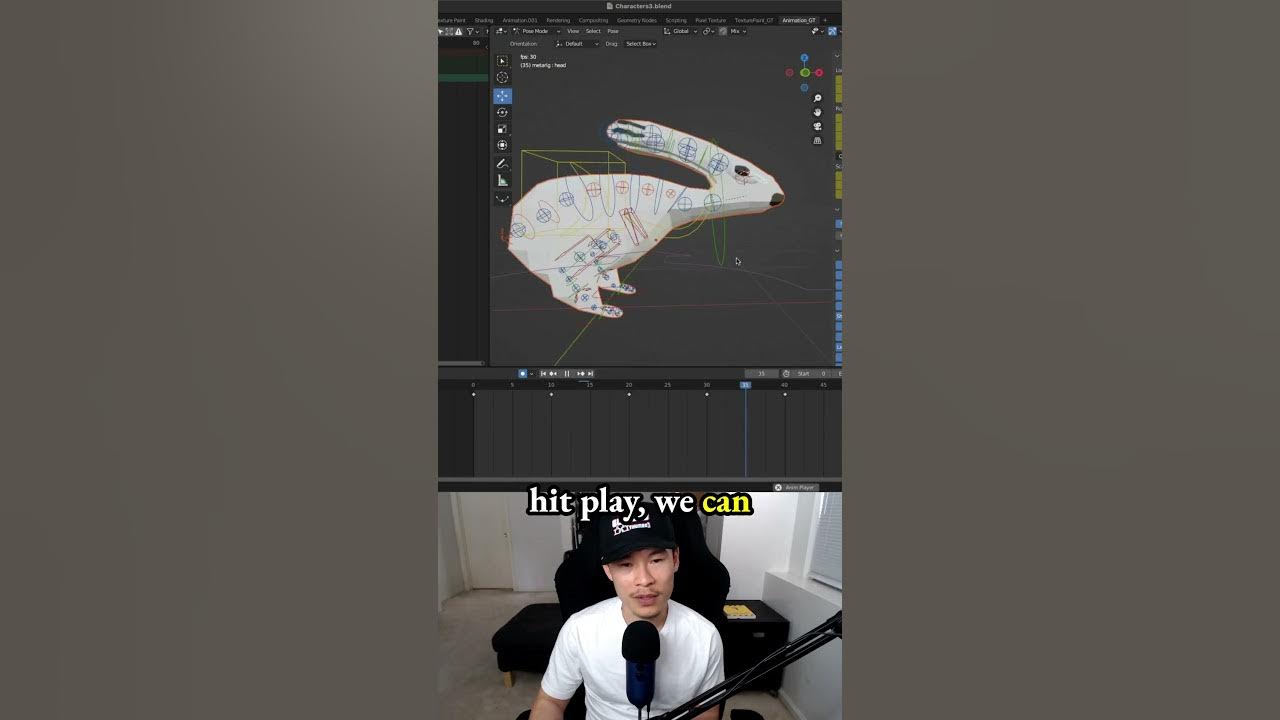 Creating Breathing Idle Animation - making a 3d game character in Blender - 3.5 Raz the White ...