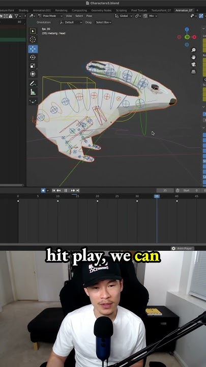 Creating Breathing Idle Animation - making a 3d game character in Blender - 3.5 Raz the White ...