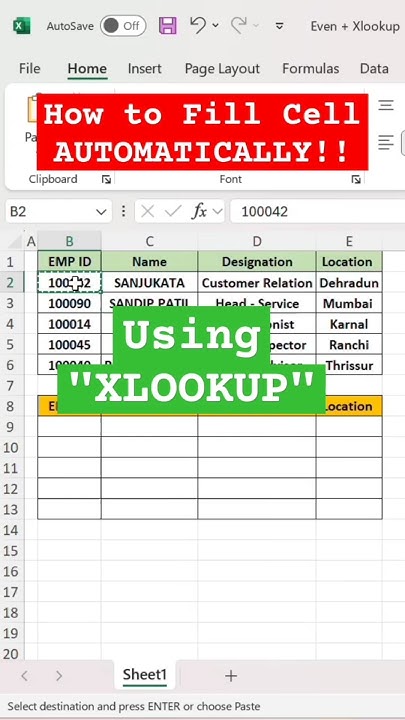 How to Automate the cells in Excel | Using XLOOKUP #excelformula #newexcel #exceltricks # ...