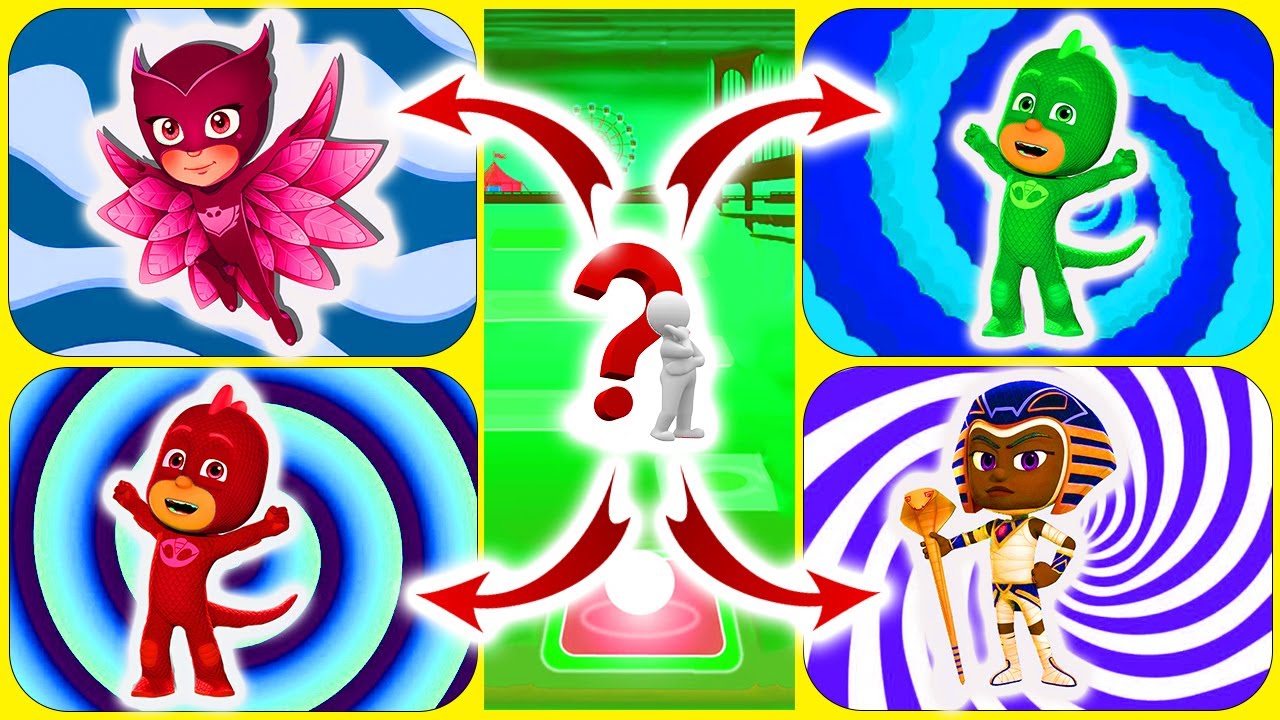 Pj Masks Owlette vs Gekko vs Gekko vs Pharaoh Boy🎶 Tiles Hop EDM Rush ...