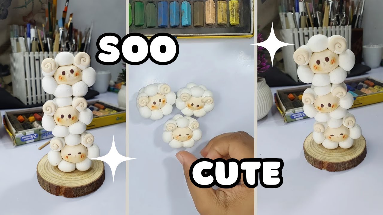 Pinterest 📌 Inspired Cute Sheep 🐑 with Homemade clay | DIY Clay Sheep ...