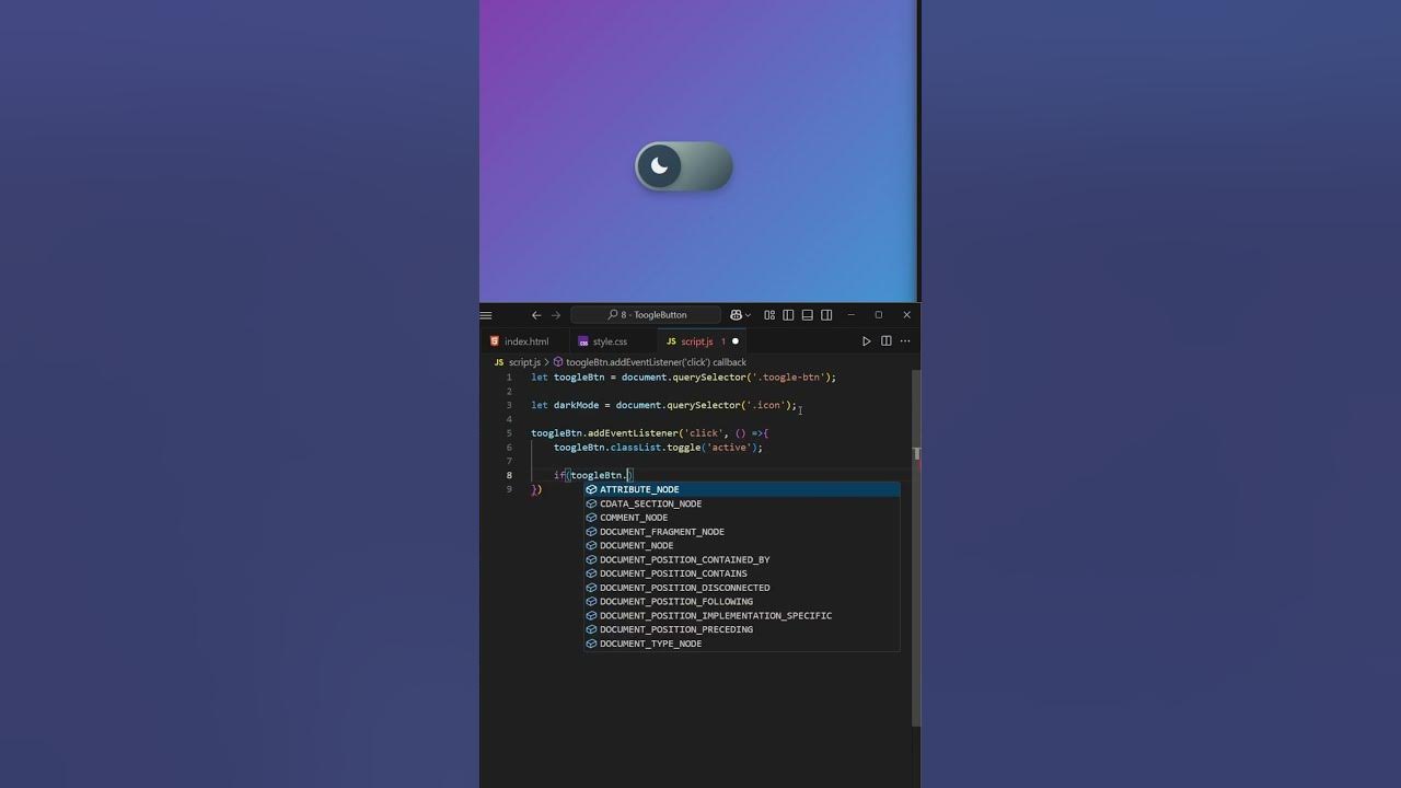 Outstanding Toogle Button Using Html Css And Js 1liveengineer Coding Codingtutorial Youtube