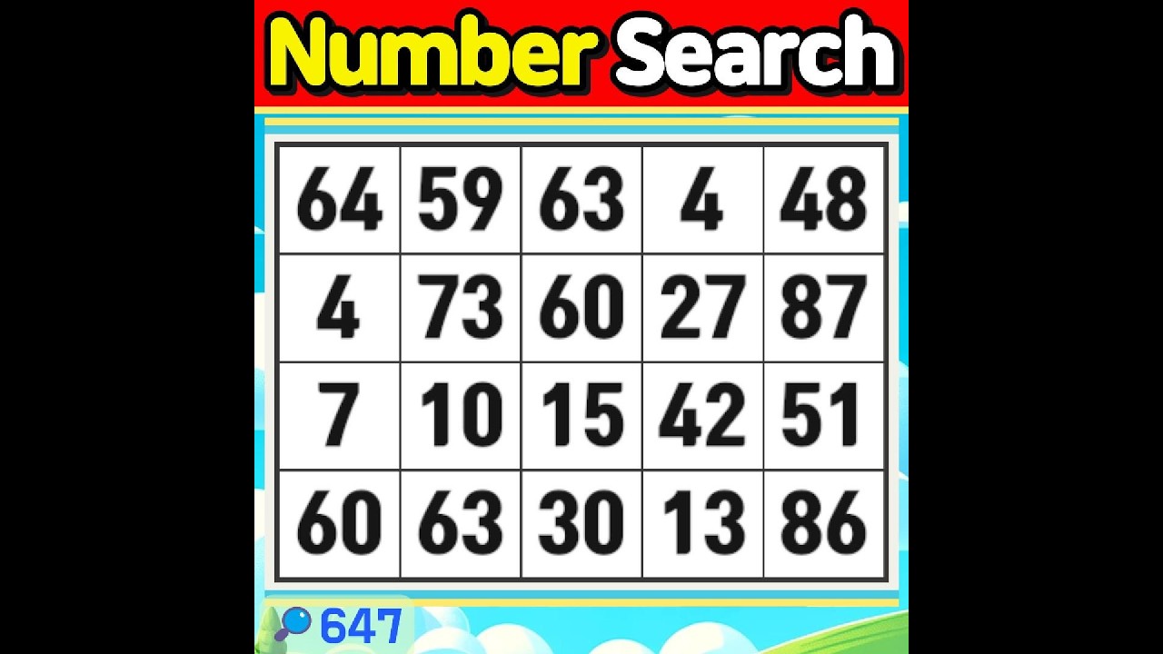 Number Search #647 Have fun training your brain!【Match | brain game ...