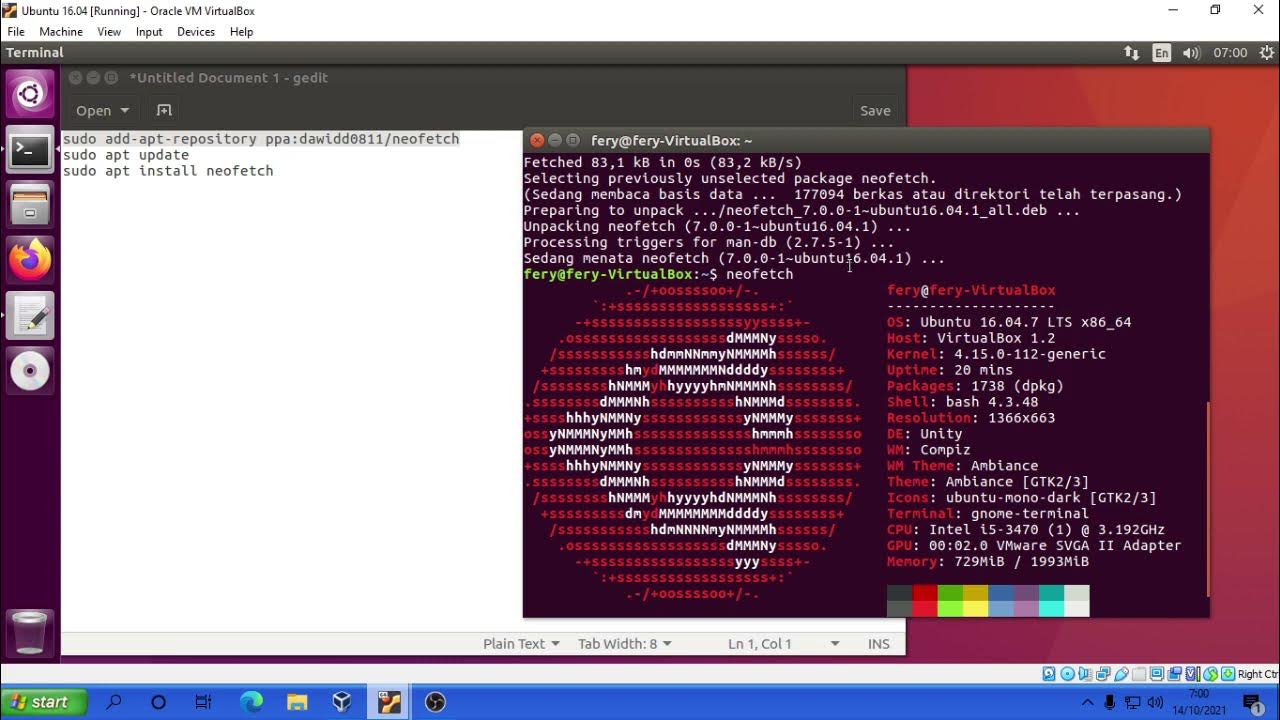 Tutorial Install Neofetch Di Ubuntu 16.04 - YouTube