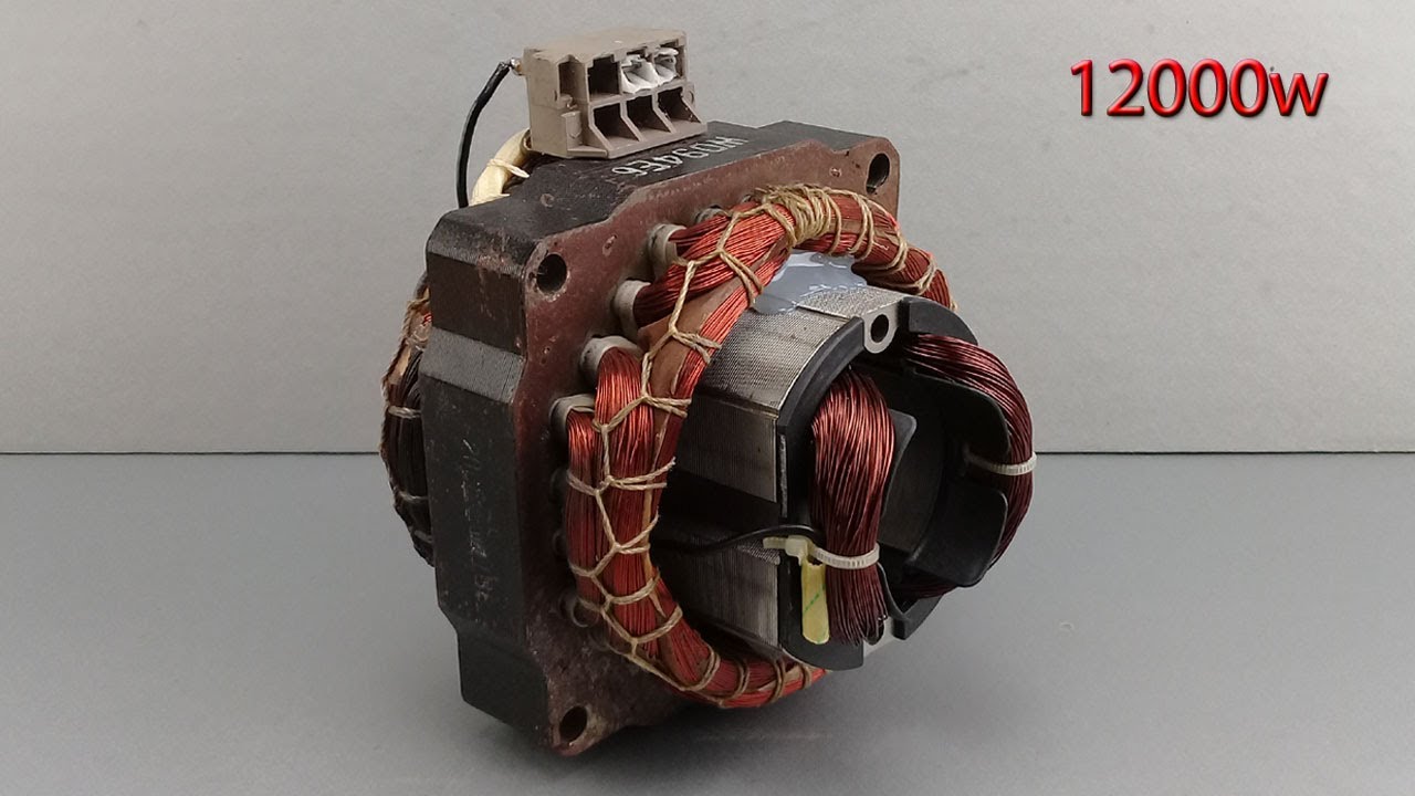 I make 240v 12000w generator from washing machine with sewing machine ...