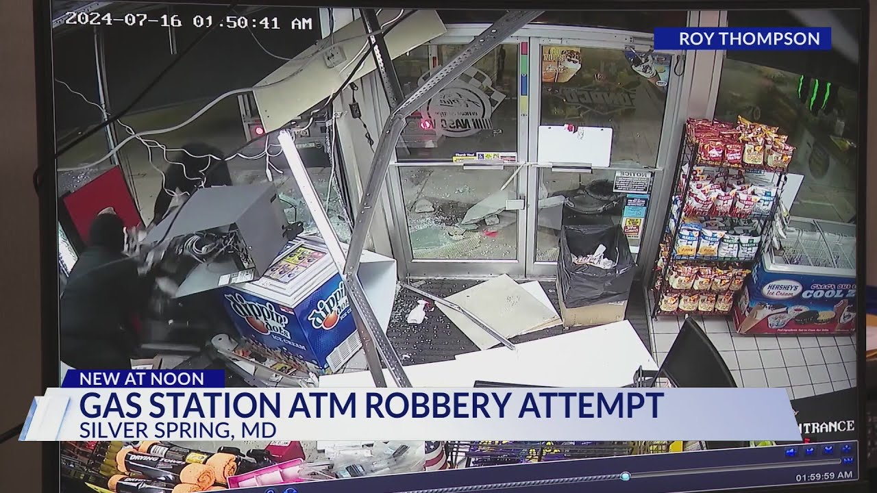 Gas station ATM robbery attempt - YouTube