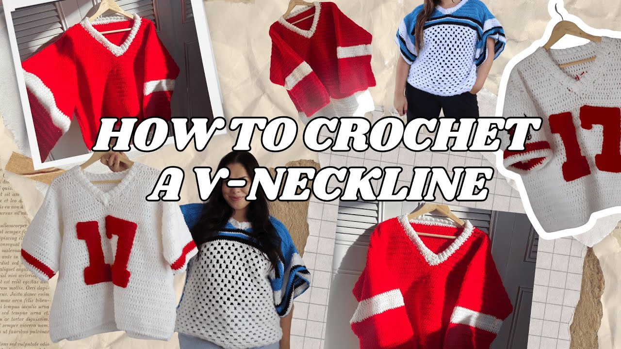 How to crochet a v-neckline - YouTube
