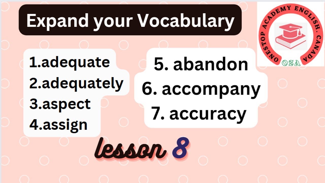 Expand Your Vocabulary | Lesson 8 - YouTube