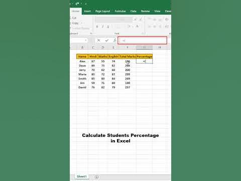 Calculate Student Percentage in Excel | Excel Tricks #shorts # ...