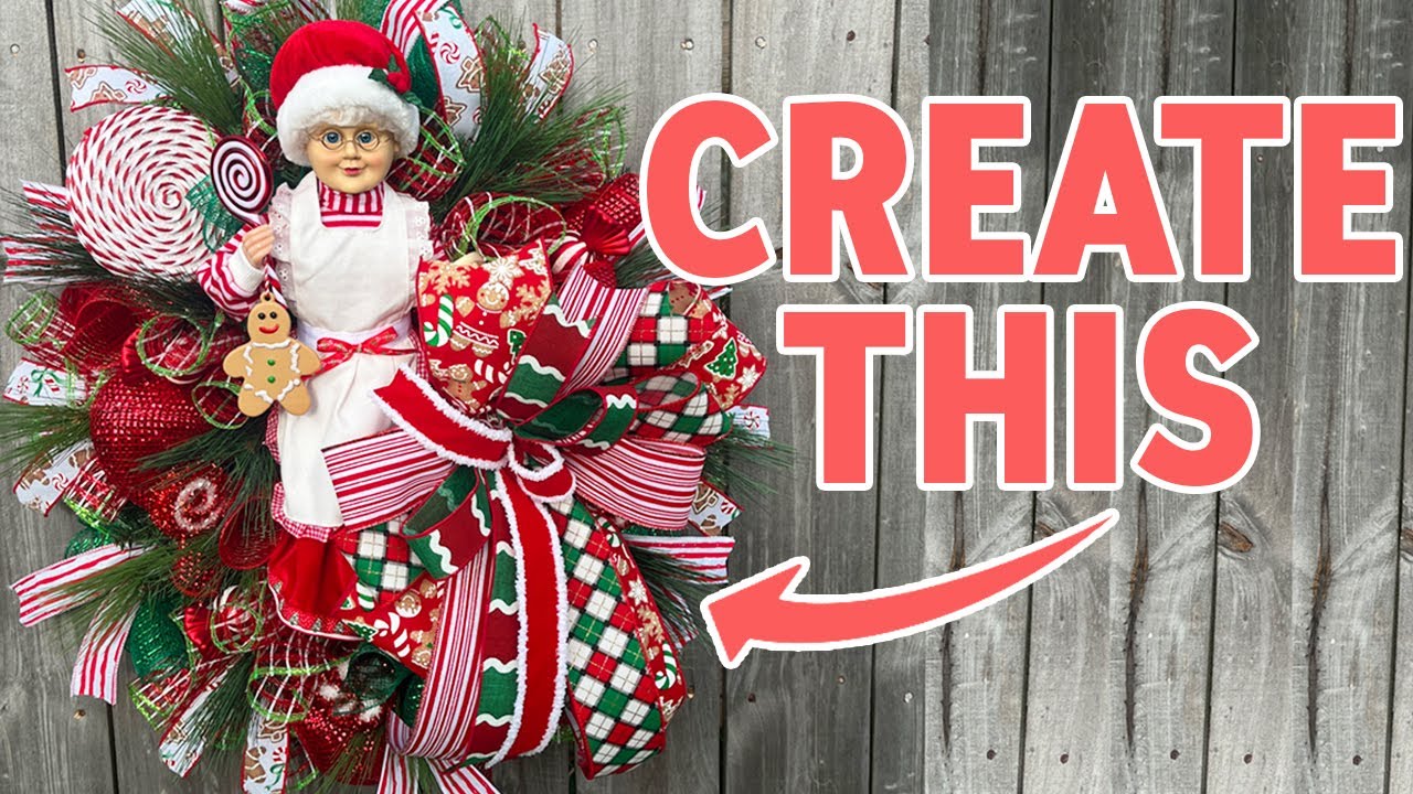 How to Make a Mrs Claus Christmas Wreath - YouTube