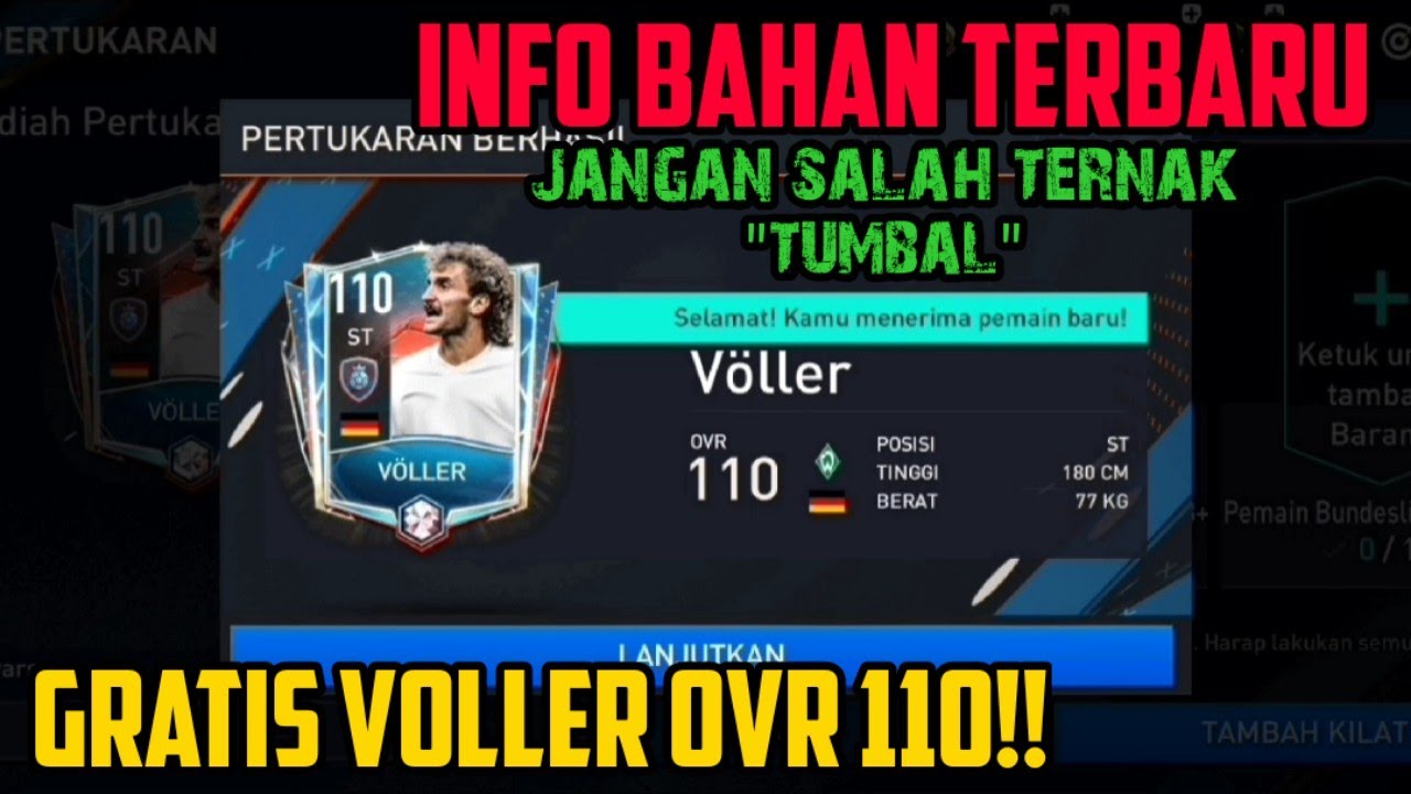 INFO BAHAN EXCHANGE TERBARU RUDI VOLLER OVR 110~HEROES JOURNEY FIFA ...