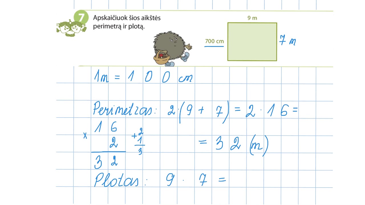 Matematika 3 klasei. Plotas ir perimetras. Antra pamoka. - YouTube