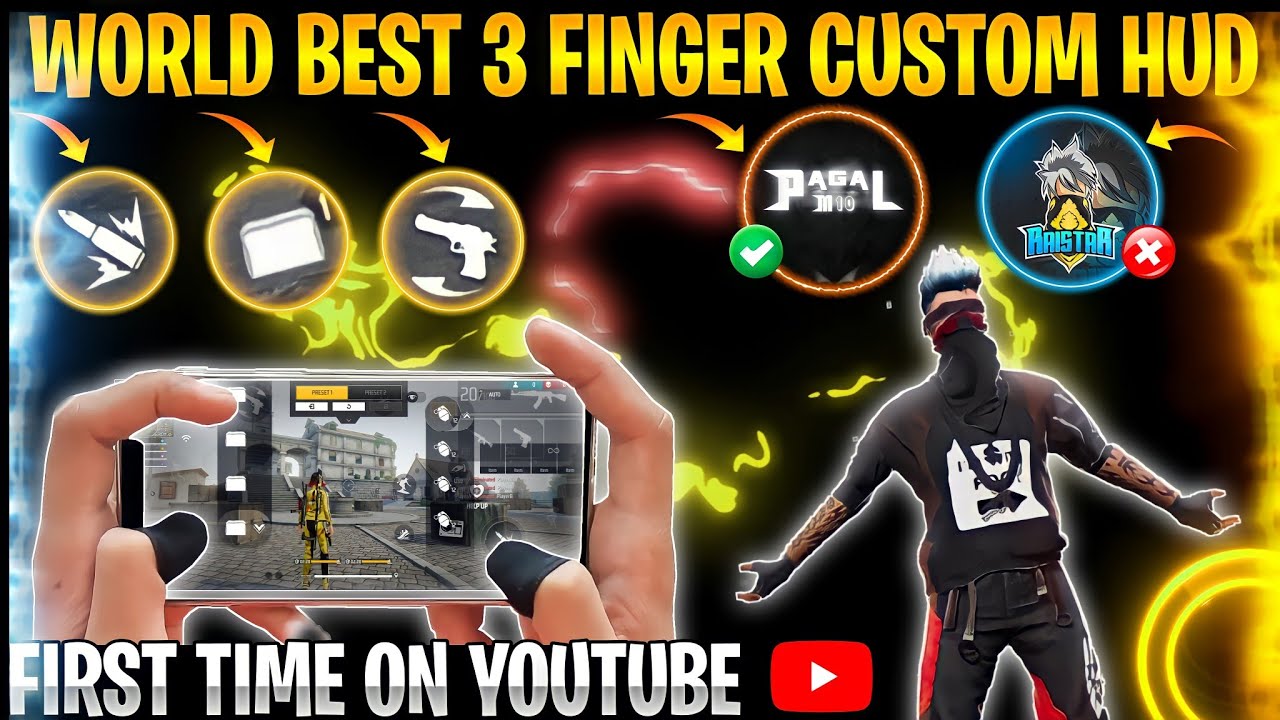 TOP 5 BEST CUSTOM HUD FREE FIRE 3 FINGER CLAW | BETTER THAN PC PLAYERS | THREE FINGER CUSTOM HUD ...