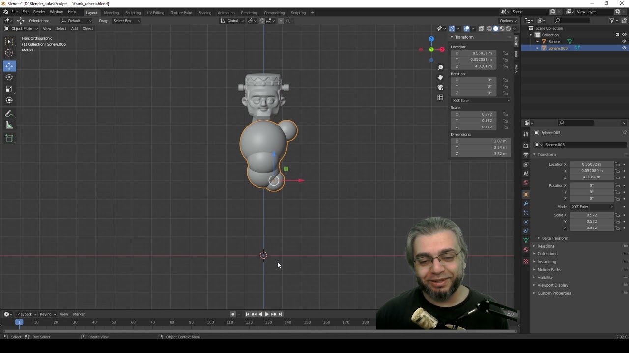 Curso Blender Sculpt #020 - Corpo Básico FRANK - aula 01 - Estrutura de ...