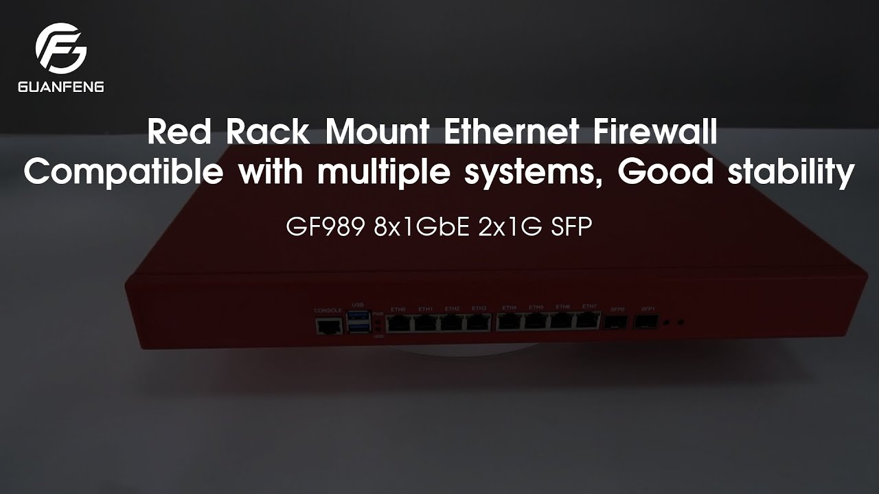 1U Red Rack Mount Ethernet Firewall Compatible with multiple systems ...