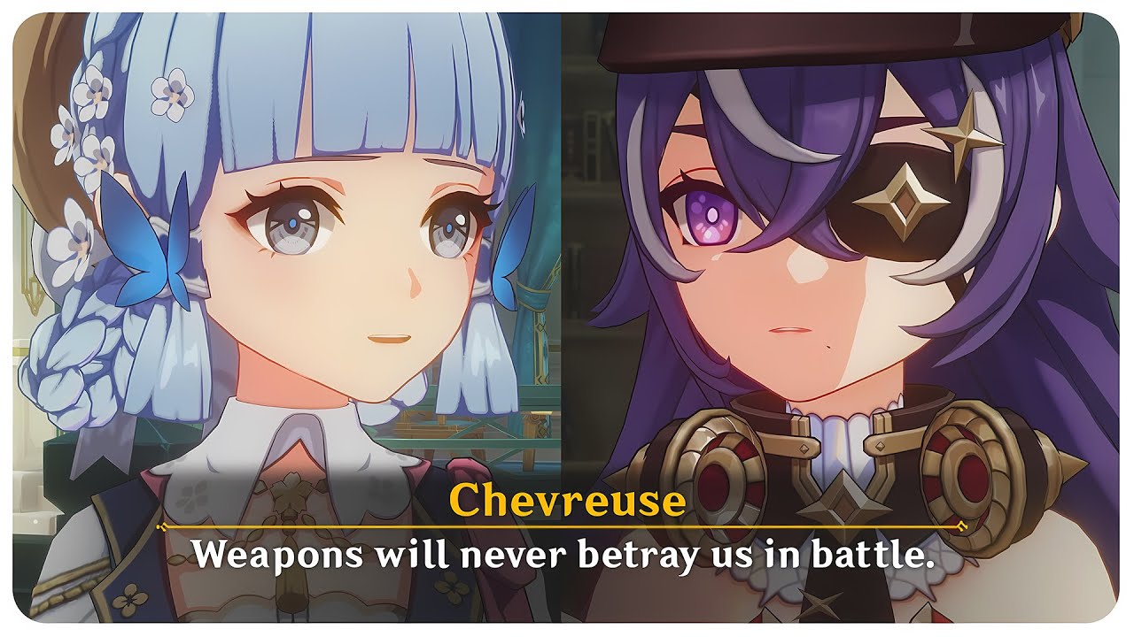 Ayaka and Chevreuse Talk about Guns & Swords (Cutscene) Roses and ...