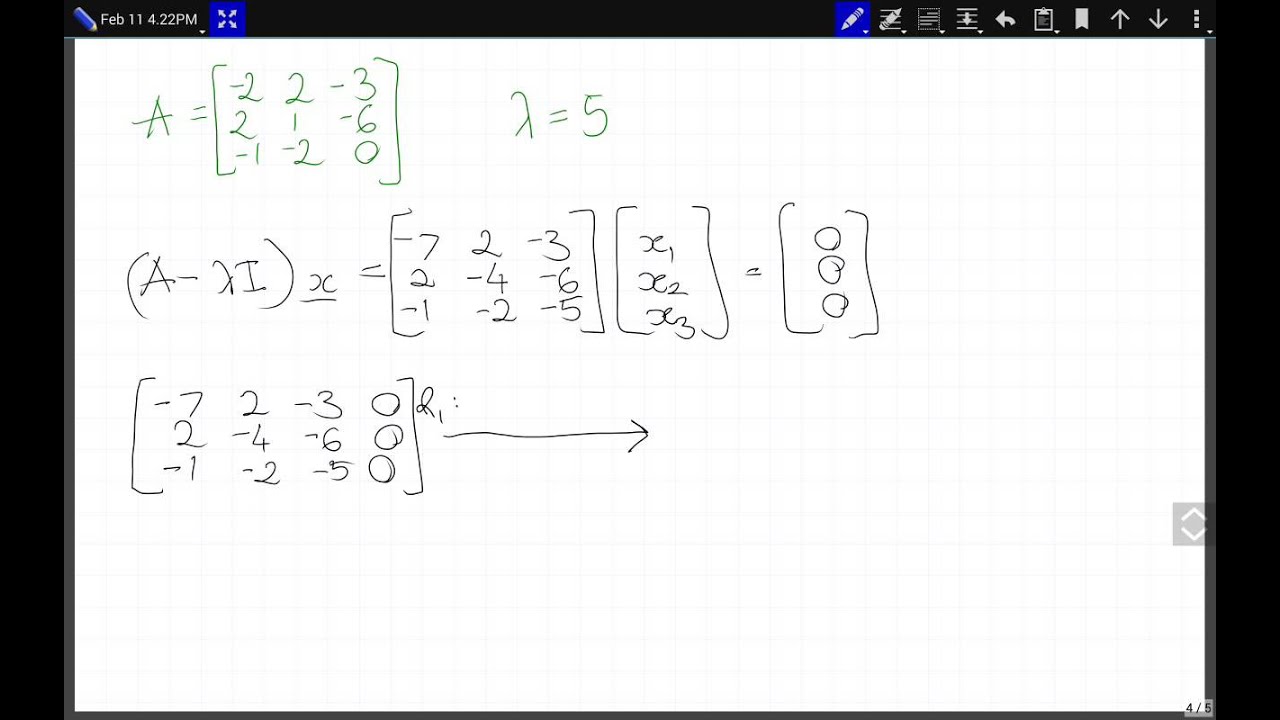 Finding Eigenvectors Of A 3x3 Matrix Youtube