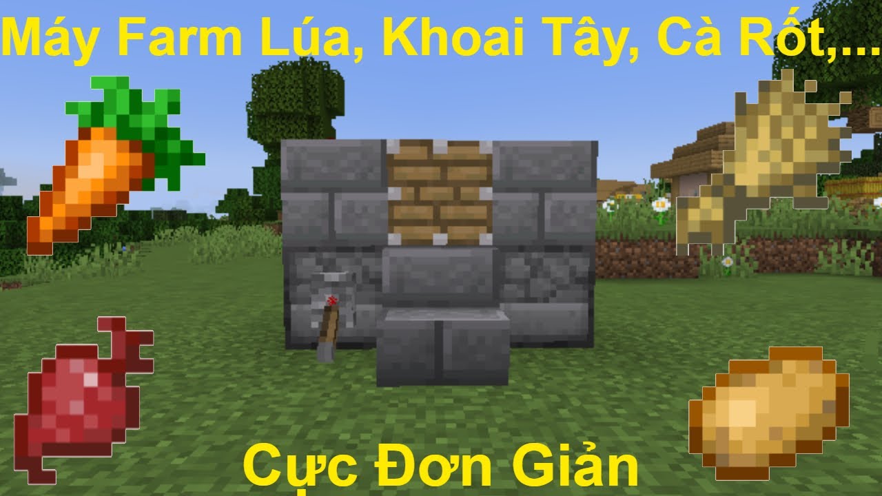 Minecraft: Cách Làm Máy Farm Lúa, Khoai Tây, Cà Rốt,... Đơn Giản - YouTube