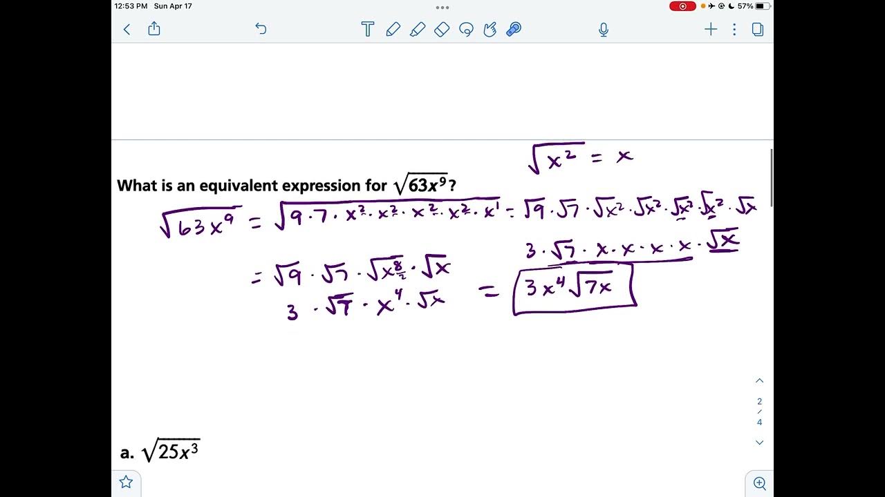 Rewriting Radical Expressions A9-3 - YouTube