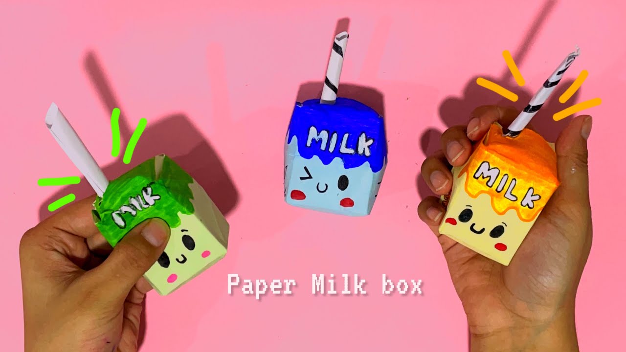 Cute paper milk box | how to make an easy paper milk box | origami cute ...