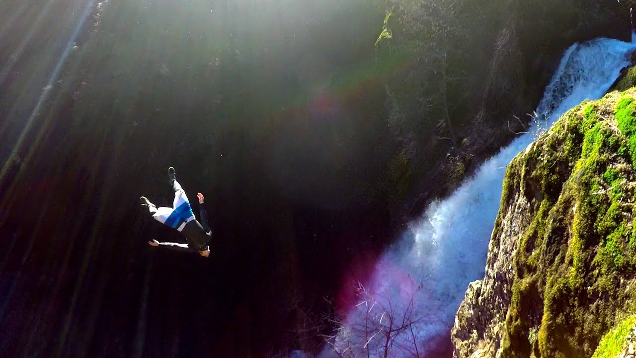 Massive 80 foot gainer at Potem Falls - YouTube