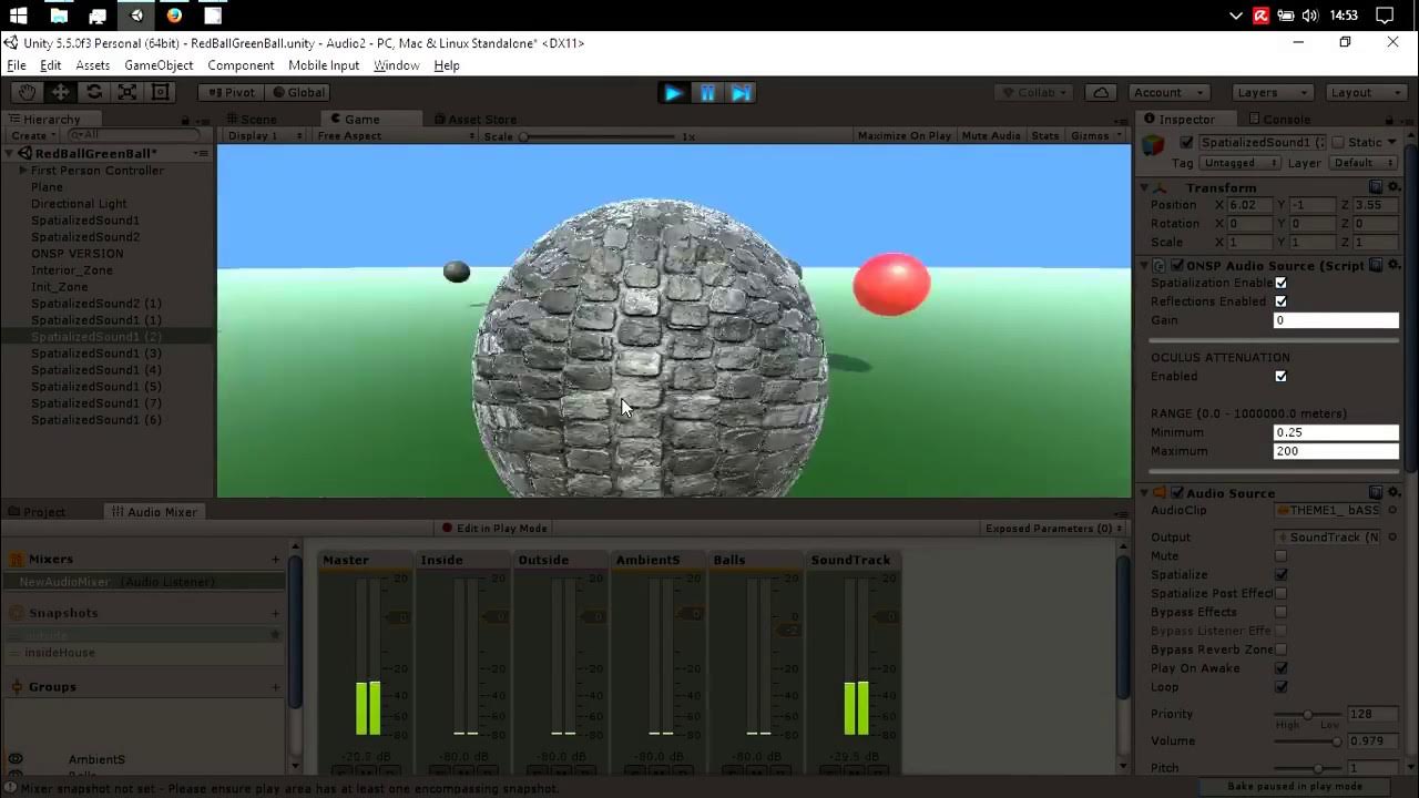 Spatialization Oculus Plugin unity 5.5 - YouTube