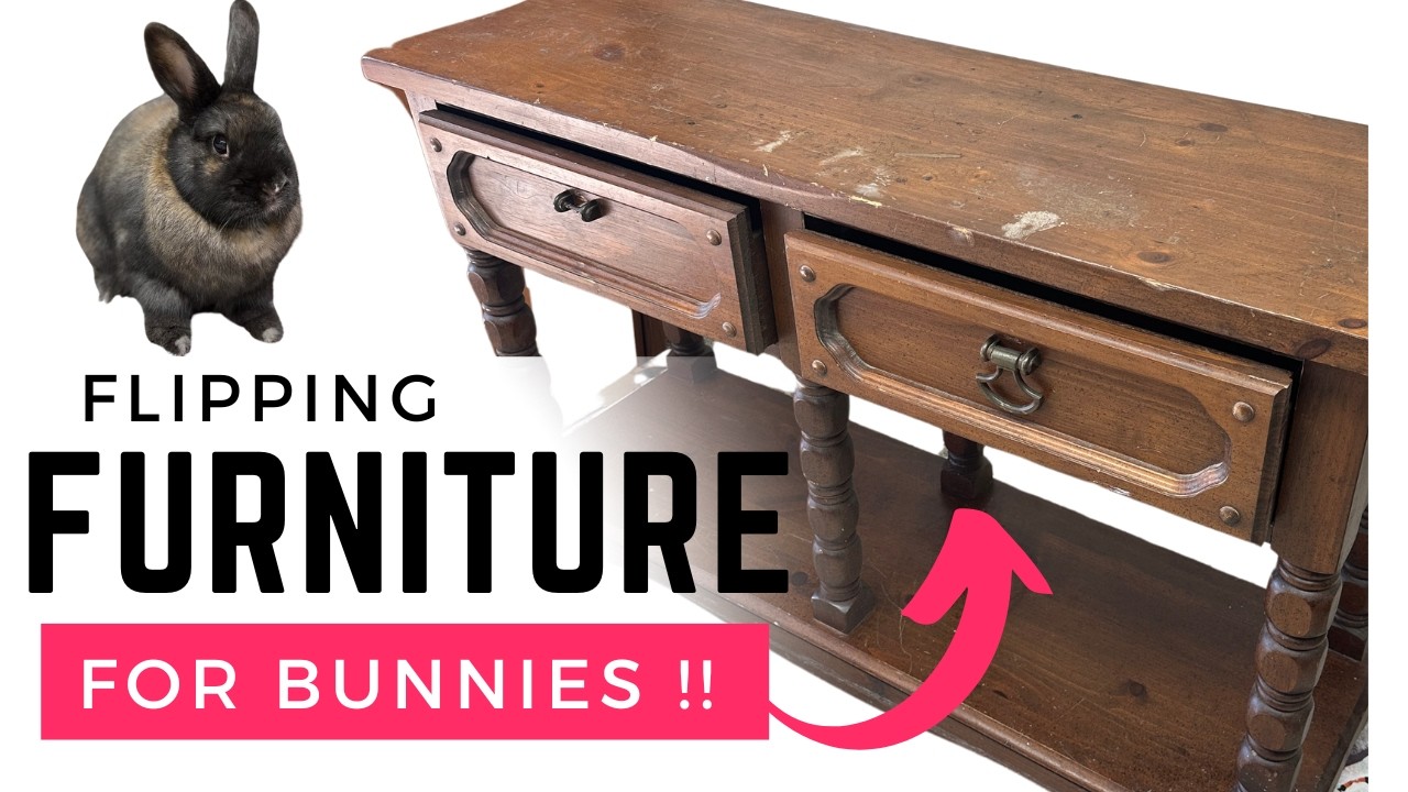 Pine Hall Table Makeover Inspired by... a BUNNY?? Adorable Furniture ...