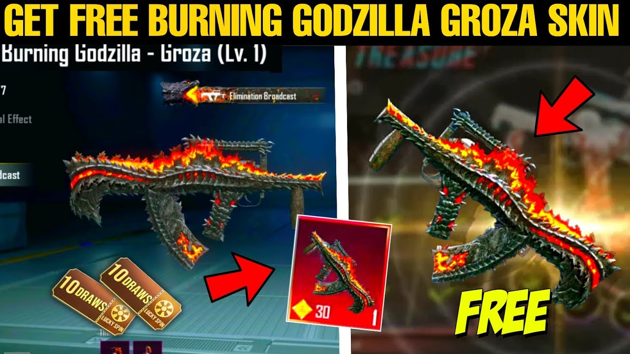 Get Free Burning Godzilla Groza Skin 🔥| New Godzilla Lucky Spin ...