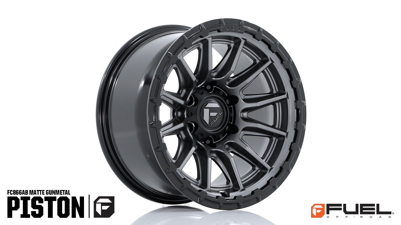 FUEL FC866AB PISTON 17X9 6 ET 12 MATTE GUNMETAL W GLOSS BLACK RING ...