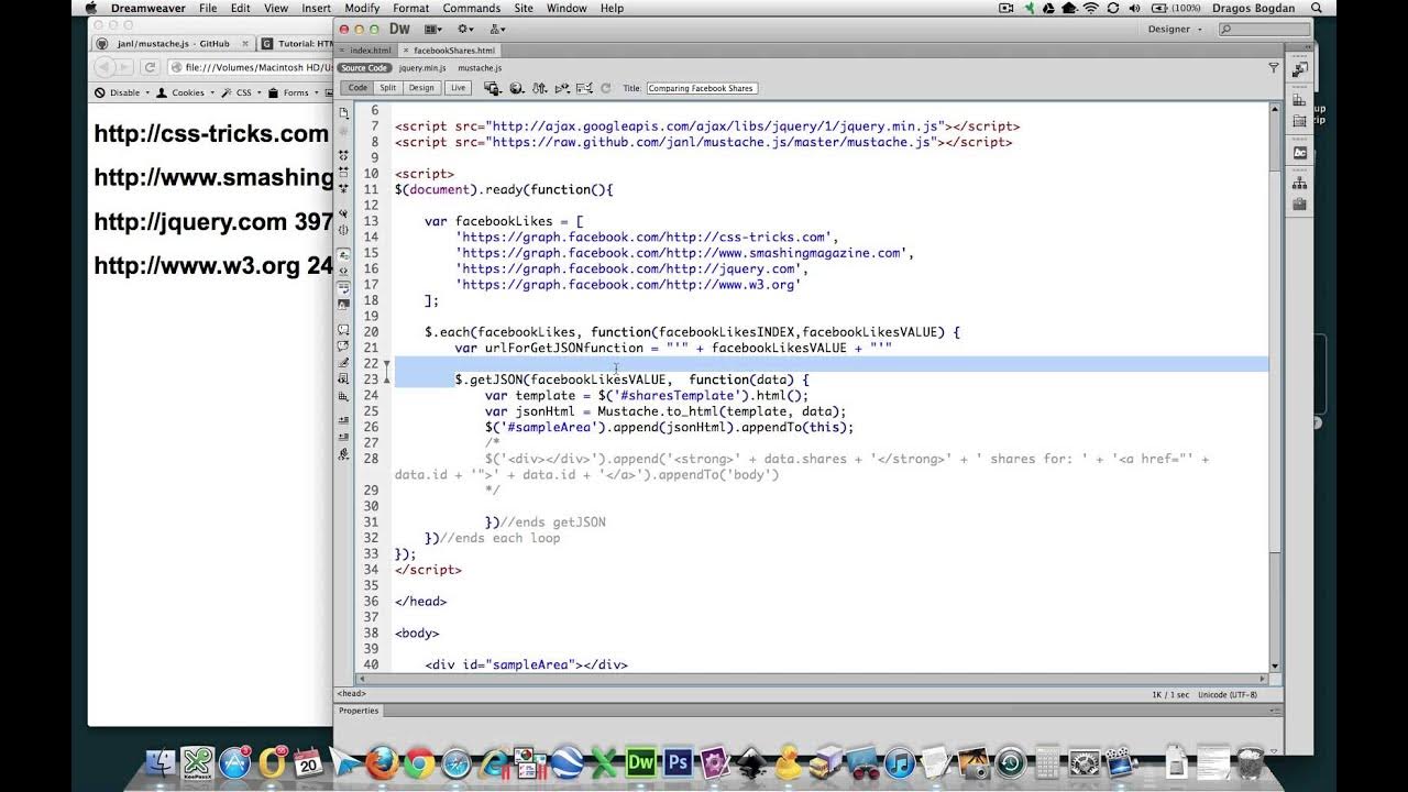 (6/10) Appending Mustache.js HTML to Page - Graphing Data with HTML5 Animation - YouTube