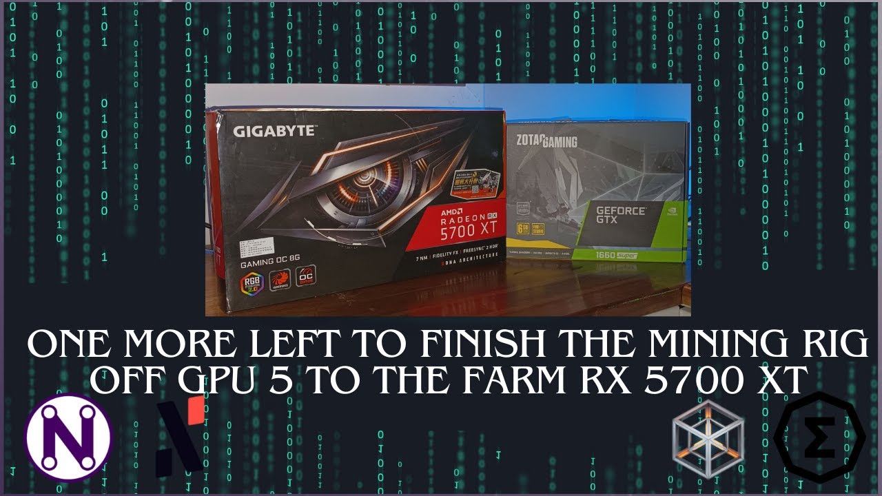 One more left to finish the mining rig off GPU 5 to the farm RX 5700 XT ...