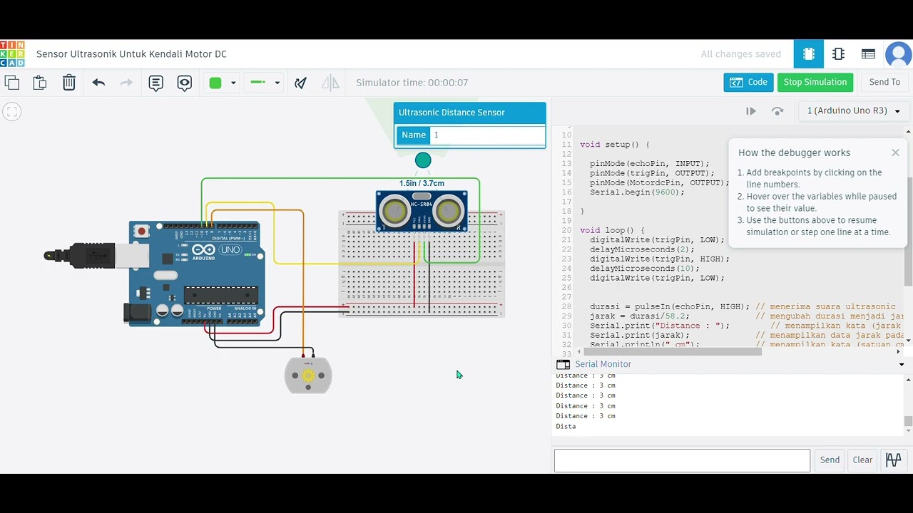 simulasi sensor ultrasonik untuk kendali motor dc - YouTube