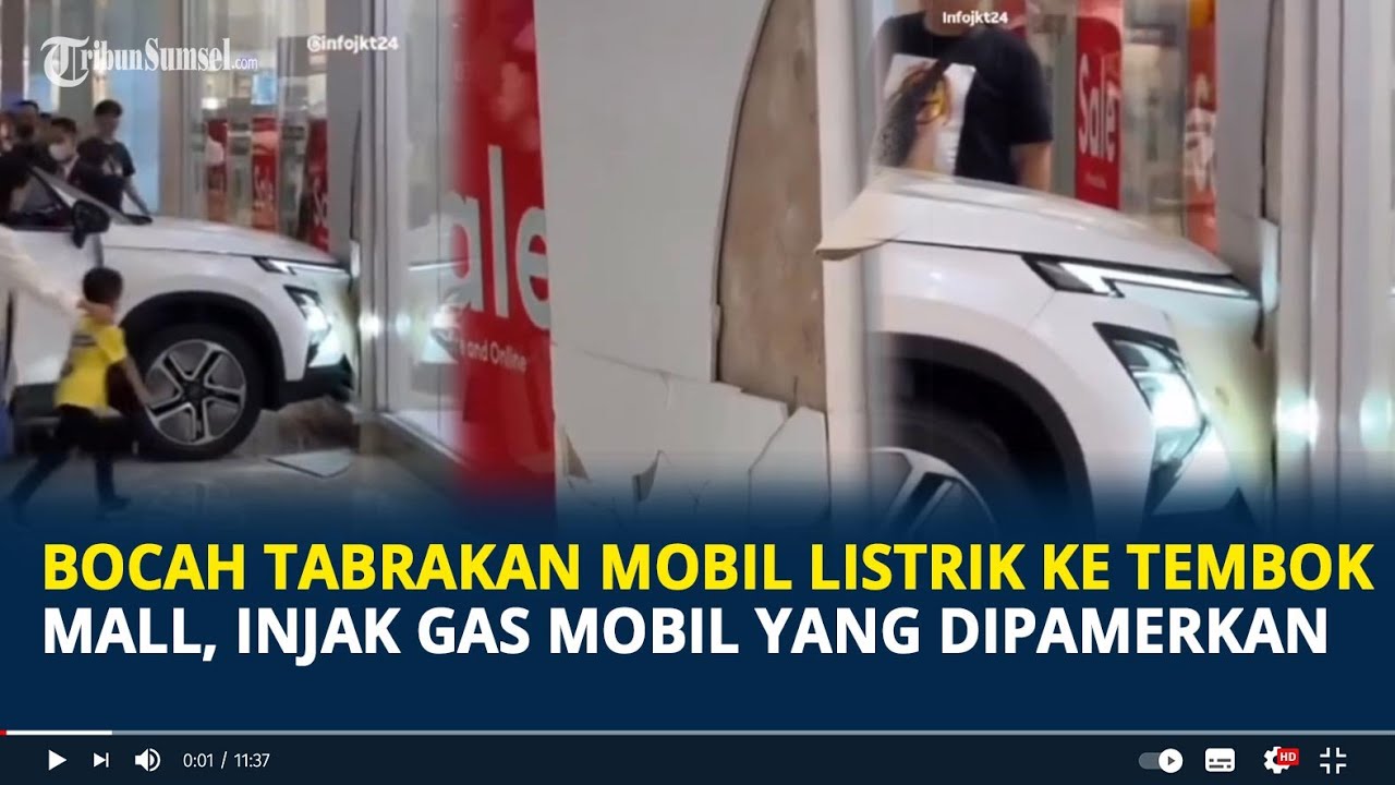 Viral Bocah Tabrakan Mobil Listrik ke Tembok Mall, Injak Gas Mobil yang ...