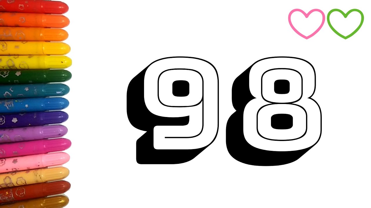 Numberblocks, How to write number 98, How to draw numbers, 123456789 ...