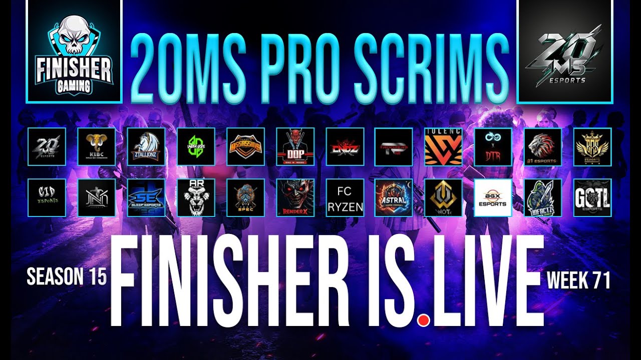 🔴Live 20MS PRO SCRIMS WEEK 71 DAY 4 | Finisher Gaming | # ...