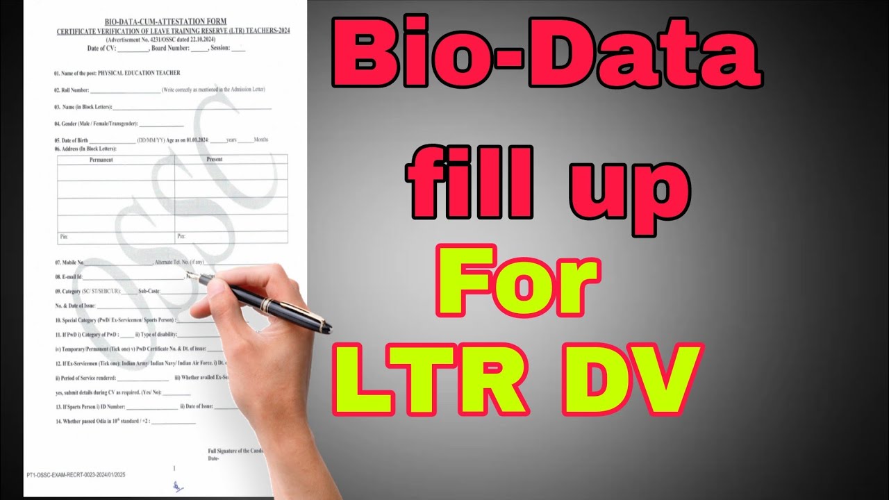 PET Bio-Data Form Fill up || LTR Documents Verification Form Fill up ...