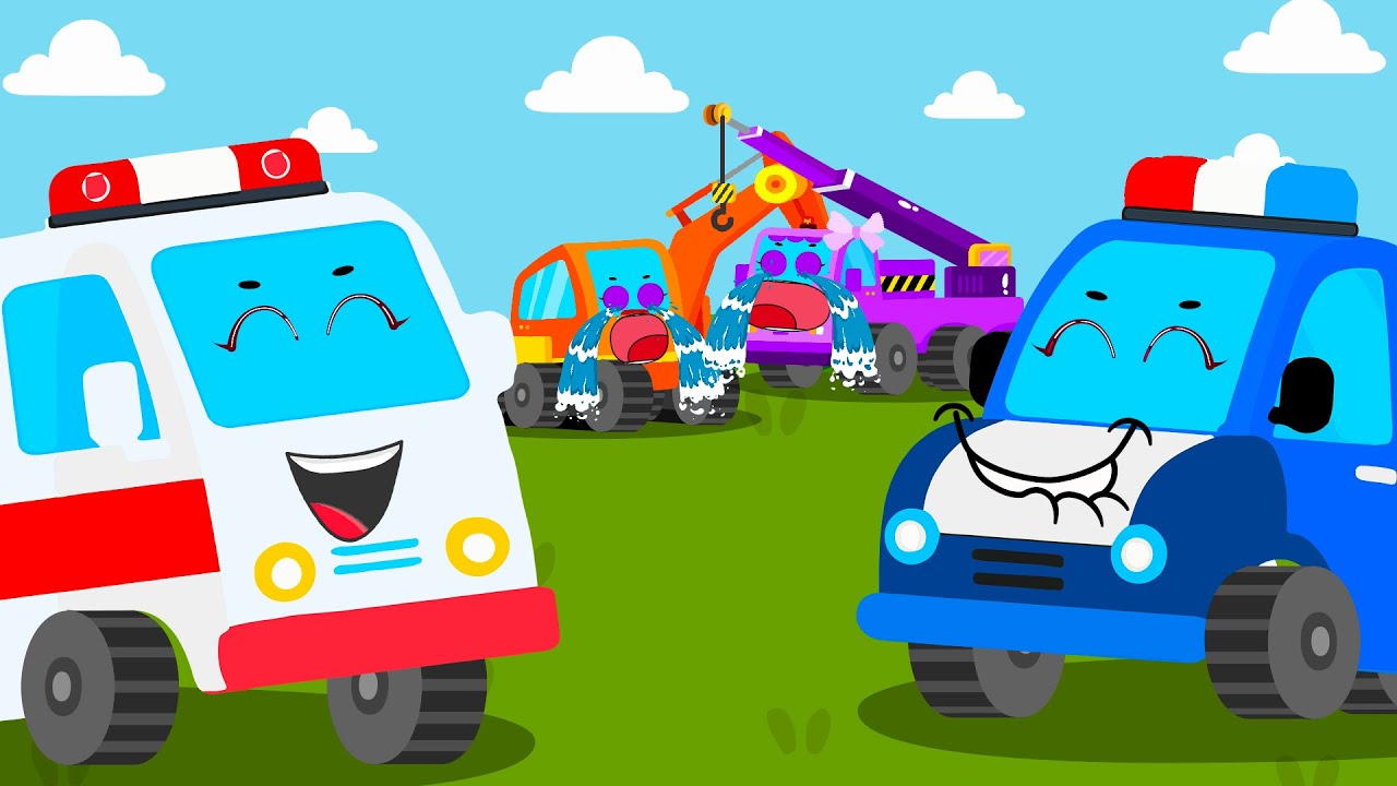 Police Car Team Helps Move Rocks Crushing the Crane & Excavator!🚓💥 ...