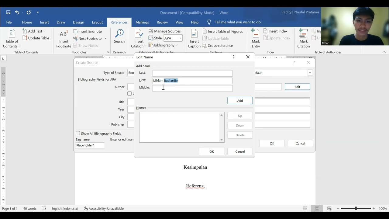 Tutorial Cara Menggunakan Tools References Pada Microsoft Word// PBI ...