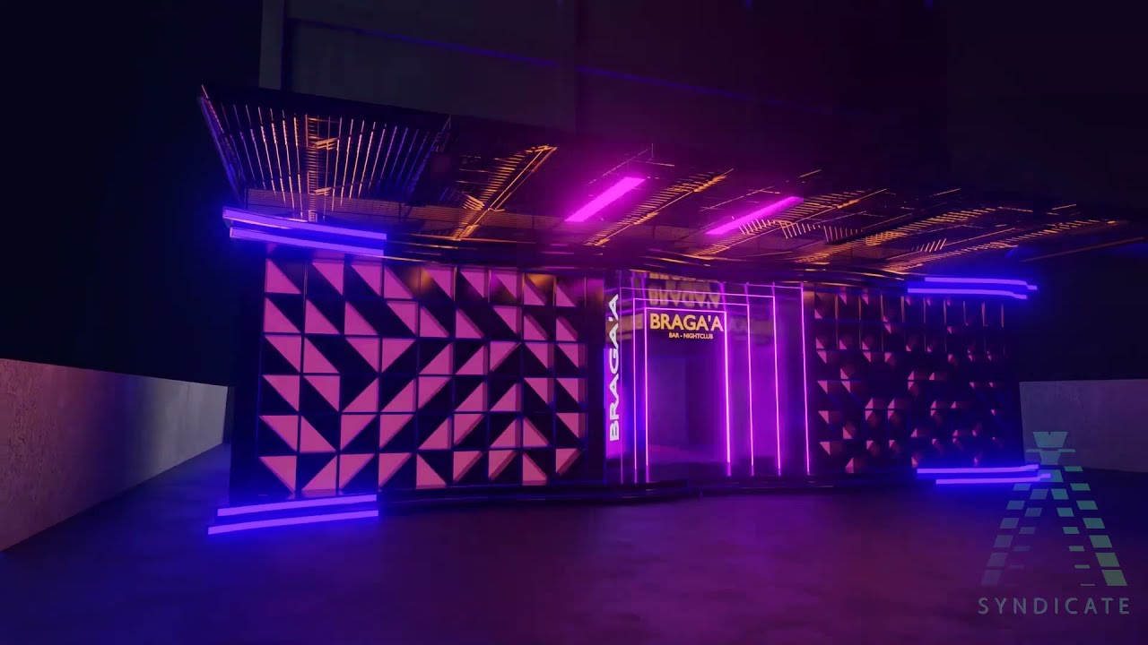 Blender 2.9 leds light animation exterior night club - YouTube