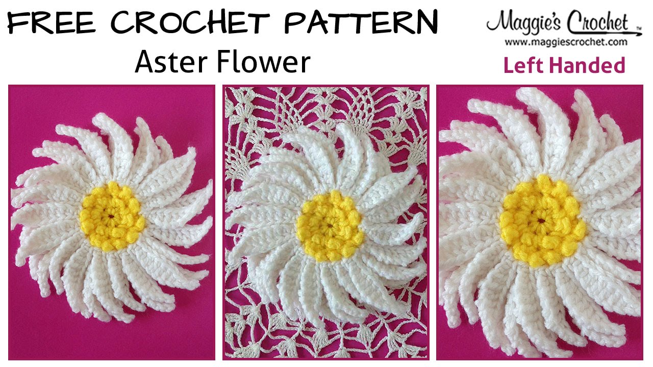 Aster Flower Free Crochet Pattern - Left Handed - YouTube