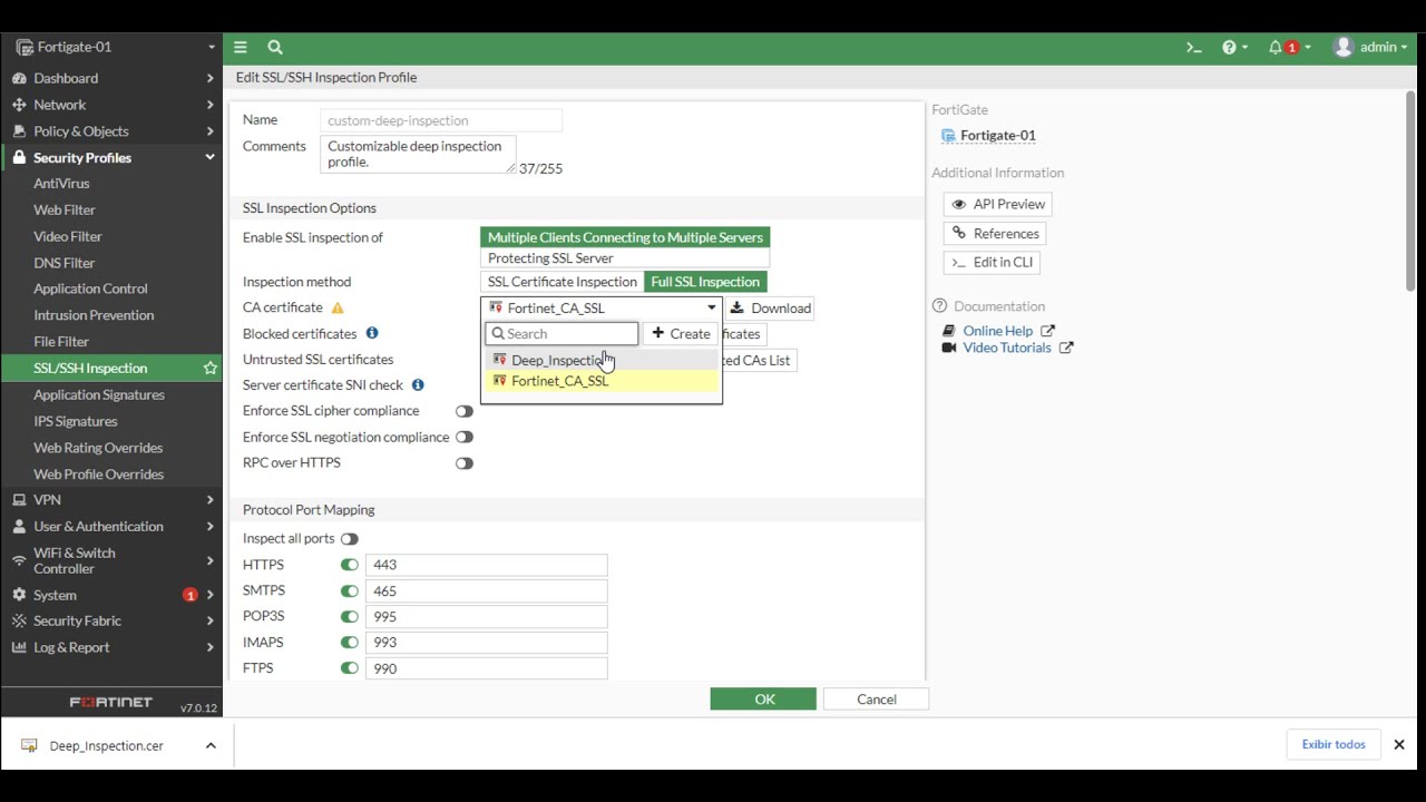 SSL Deep Inspection Fortigate assinado pelo FAC (Fortinet) - YouTube